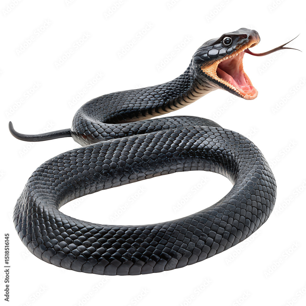 dangerous serious venomous black snake opened mouth png fanged reptile ...