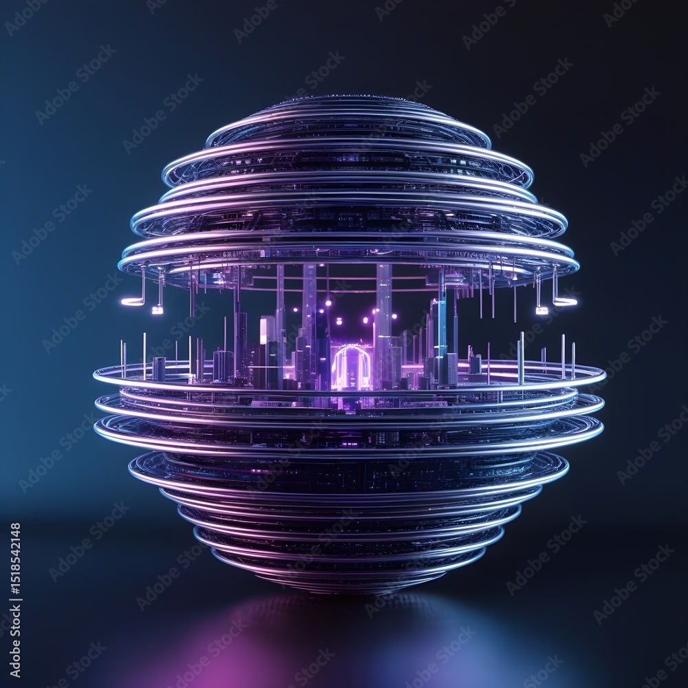 Abstract blue sphere against the Washington DC Capitol dome, a landmark ...