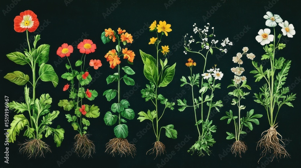 infographic comparing monocots and dicots, highlighting differences in ...