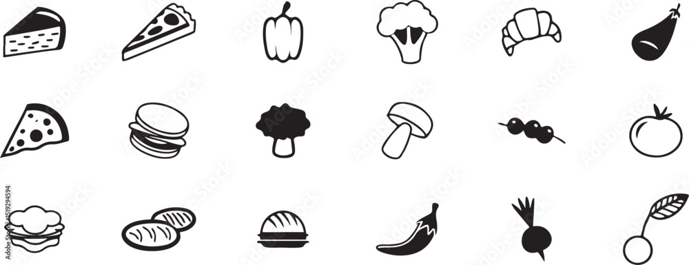 Healthy Eating and Snack Symbols Pack: Various Food and Drink Icons for ...