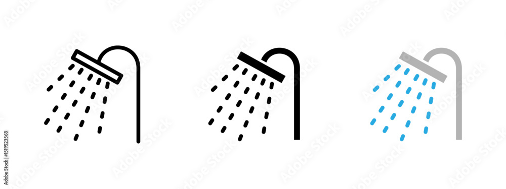 Shower icon. Showerhead spraying water droplets vector illustration ...