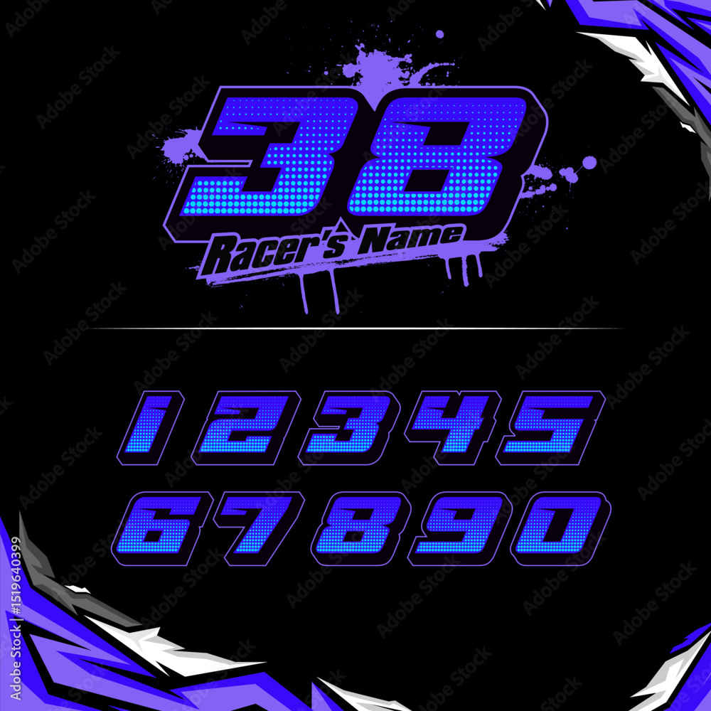 NUMBER RACING vector racing numbers for drag motorbikes and cars Stock ...