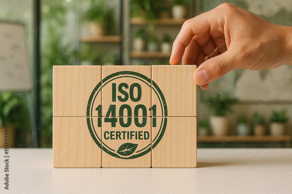 ISO 14001 Environmental Management System EMS certification symbol made ...