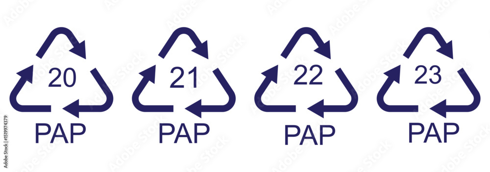 Stock-Vektorgrafik „Paper recycling code icon set. recycling codes 20 ...