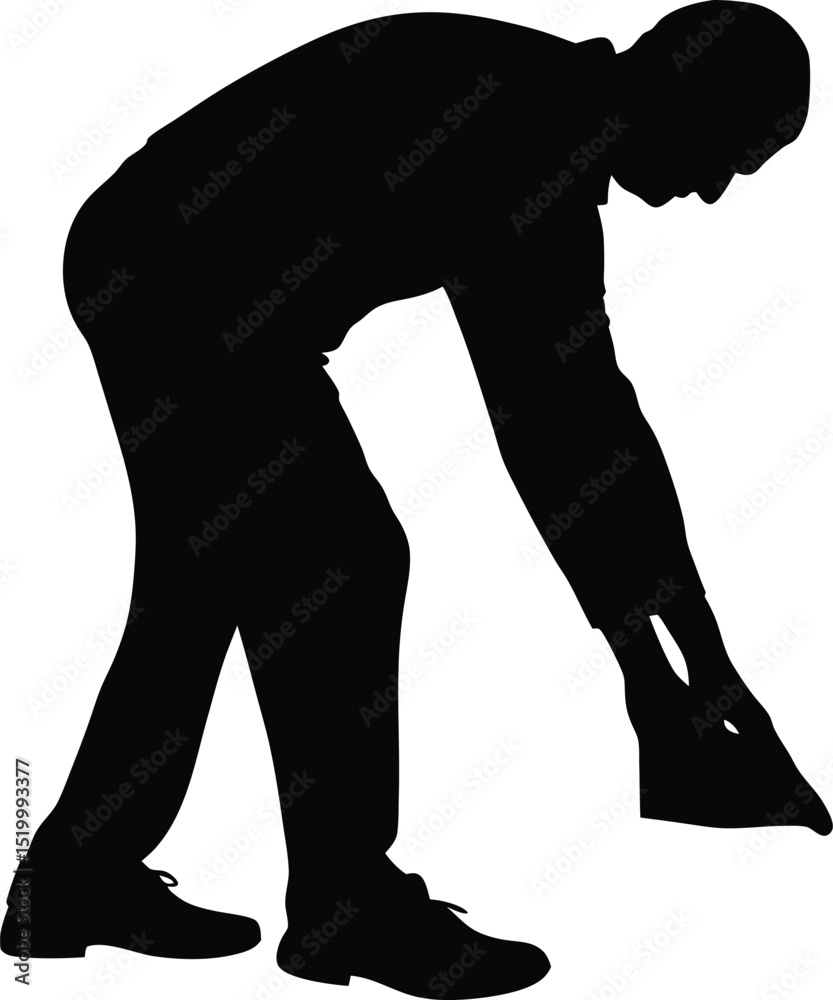 Person Bending Over Silhouette Vector Illustration for Exercise, Work ...