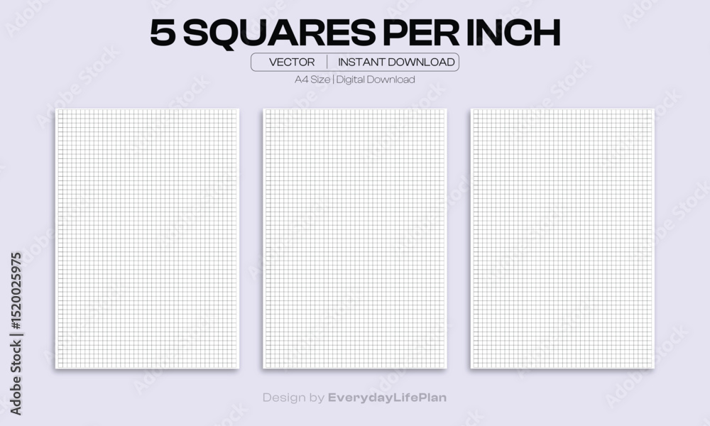 5 Squares Per Inch Graph Paper – Printable A4 Grid Template | Vector ...