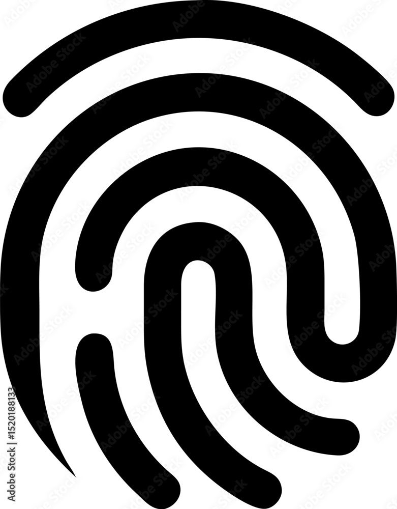 Simple Fingerprint Icon Design for Security Identification and ...