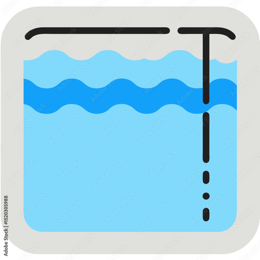 Stylized Water Tank Icon with Level Indicator and Wavy Surface Stock ...