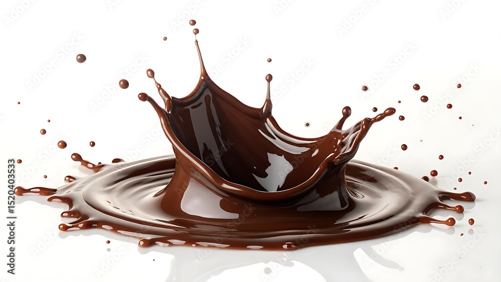 Realistic Chocolate Splash in Mid-Air on White Background, Chocolate ...