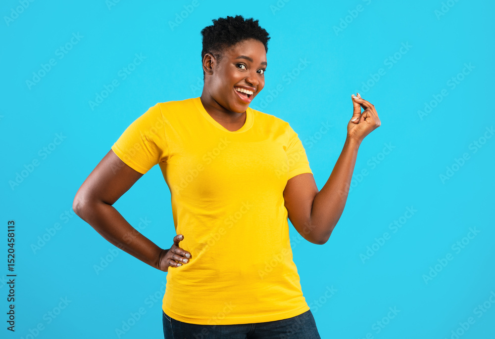 African American Oversized Woman Gesturing Clicking Fingers Standing ...