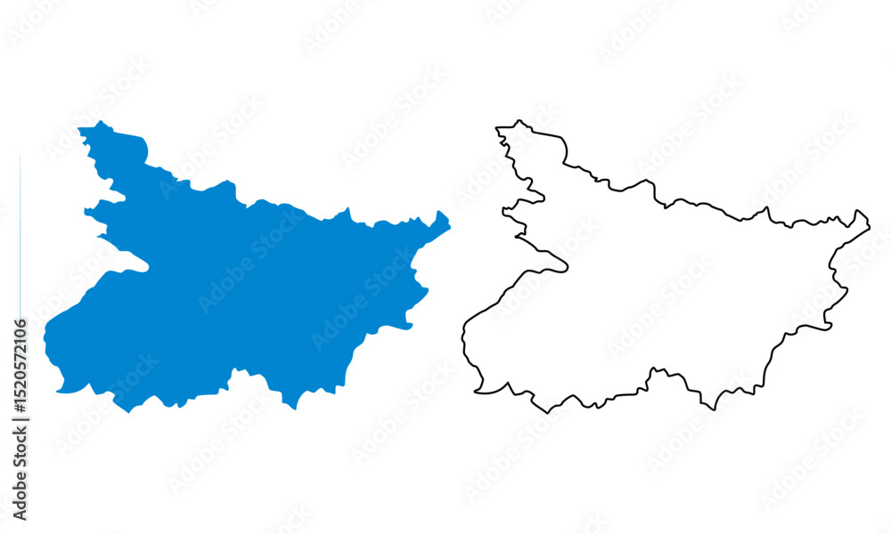 Vector de Stock Bihar map of Indian state. Map with detailed outlines ...