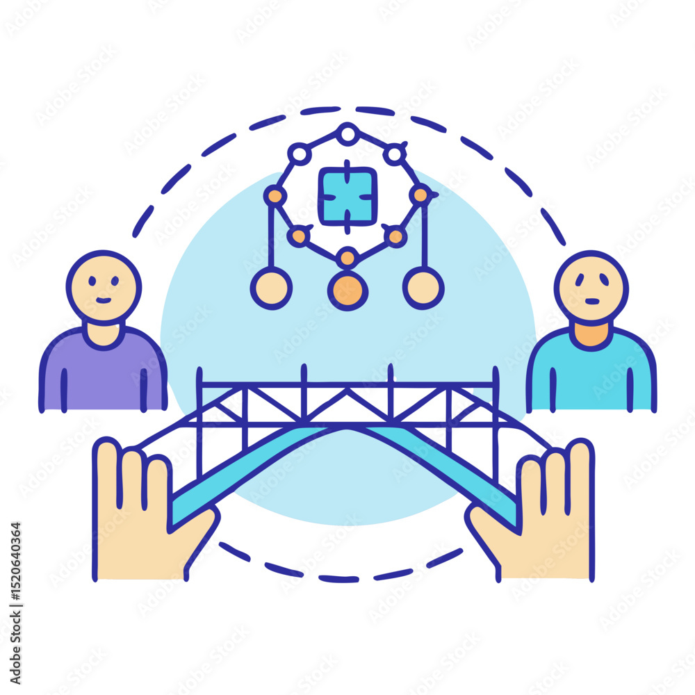 Visual representation of connection and collaboration, bridging the gap ...
