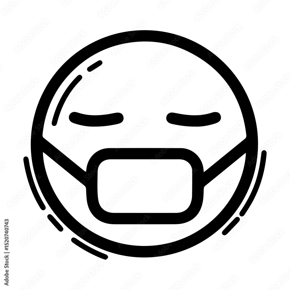 Ilustracja bez tantiem: Outline style drawing of a circular emoji ...