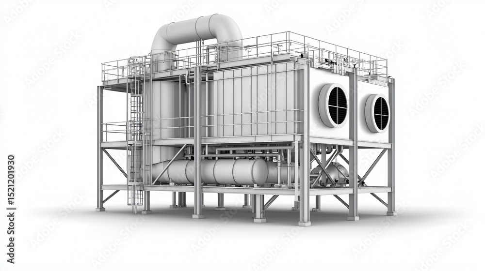 A detailed CAD drawing of a biomass boiler skid showing feed auger ...