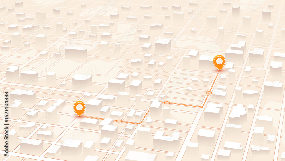 GPS navigation. Delivery route planning, navigation plan between POI ...