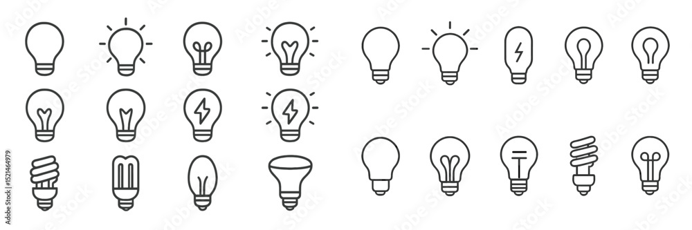 Various light bulb designs and types displayed in a grid format for ...
