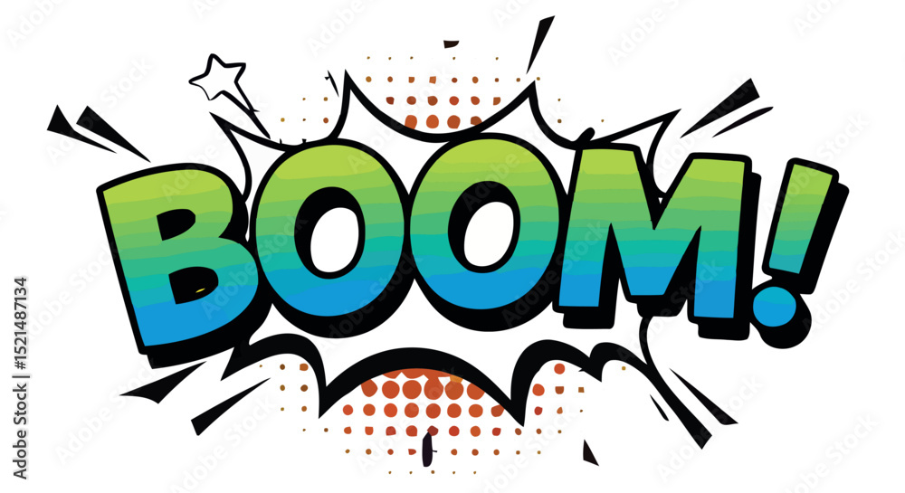 Comic style boom explosion with retro effect for graphic design and pop ...