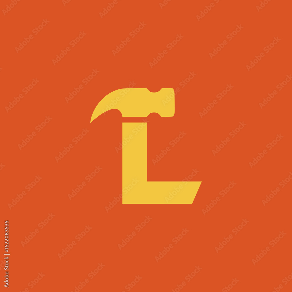 letter L hammer construction company logo vector illustration template ...