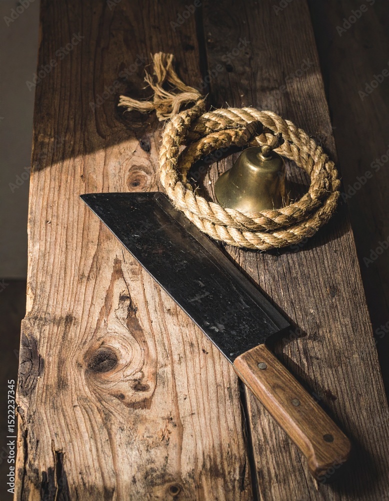 Rustic Setup for Eid al-Adha: Traditional Meat Knife, Woven Rope & Goat ...