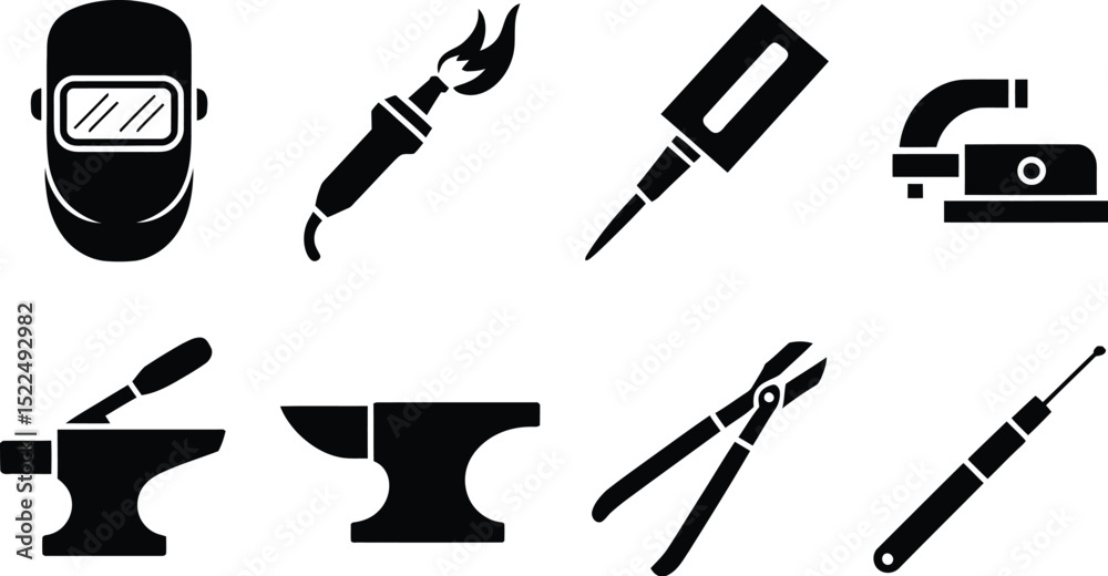 Welding tools and blacksmith equipment vector illustration for ...