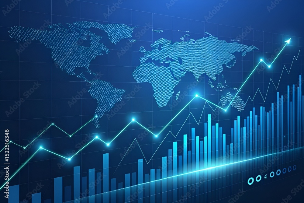 Hyperrealistic Abstract Digital Art of Increasing Stock Market Graph ...