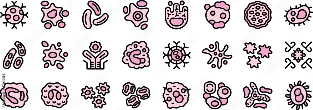 Microbe icons represent various microorganisms, including bacteria ...