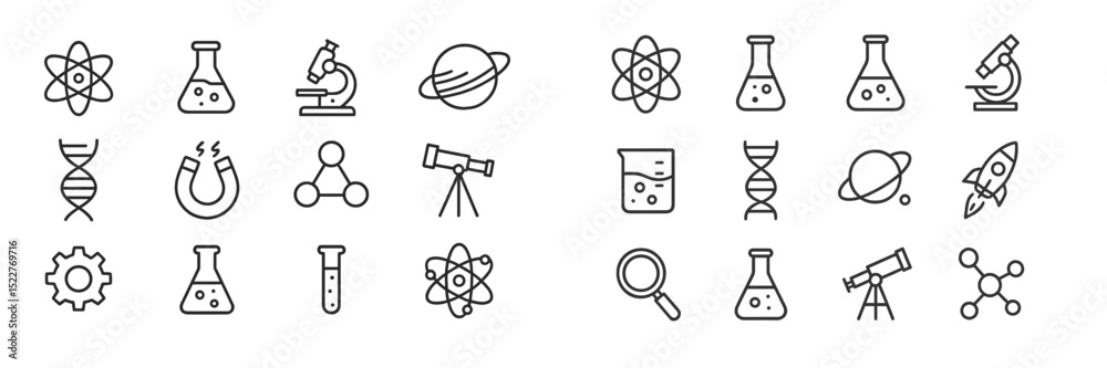 Science symbols and icons representing various scientific fields ...