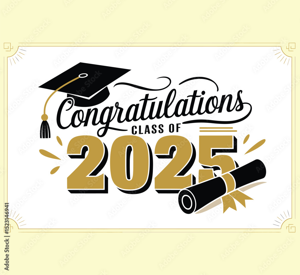 Class of 2025 Congrats lettering logo design. Congratulation graduation ...