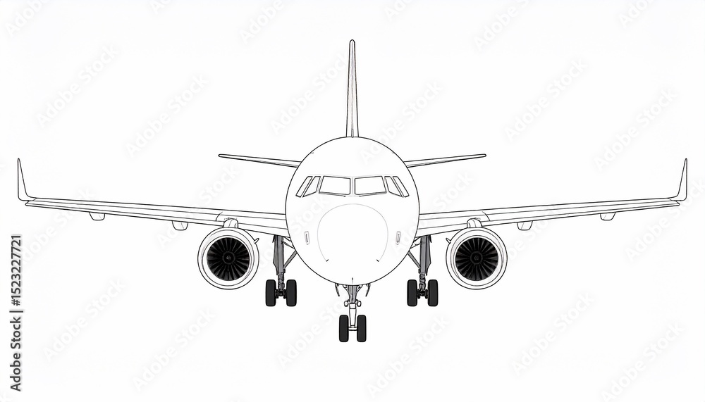 Airbus A320 Airplane Front View Technical Drawing Stock Illustration ...