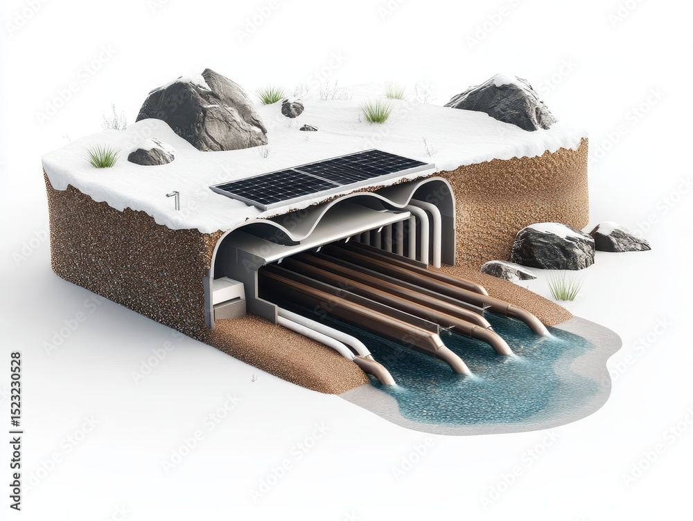 Technical schematic of a sustainable snowmelt system for mountain roads ...