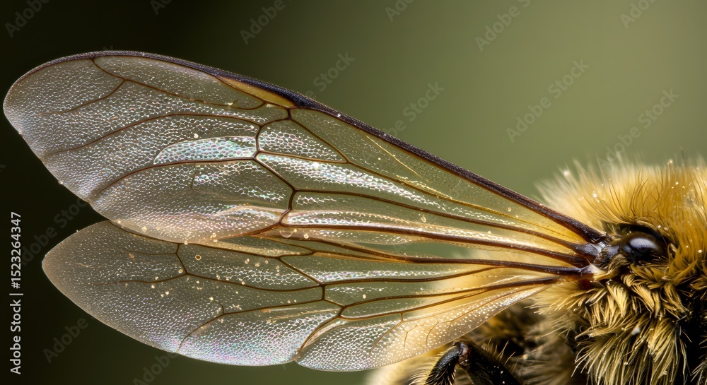Macro Close-Up of Bee Wing with Details, Veins, and Hairs - Insect Wing ...