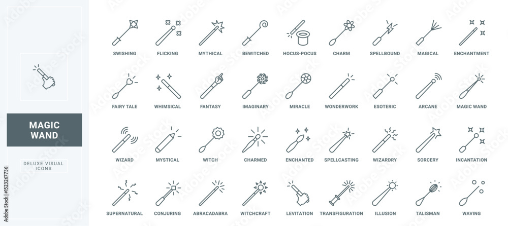 Wizard or witch fairy stick with star and lightning spell, heart and ...