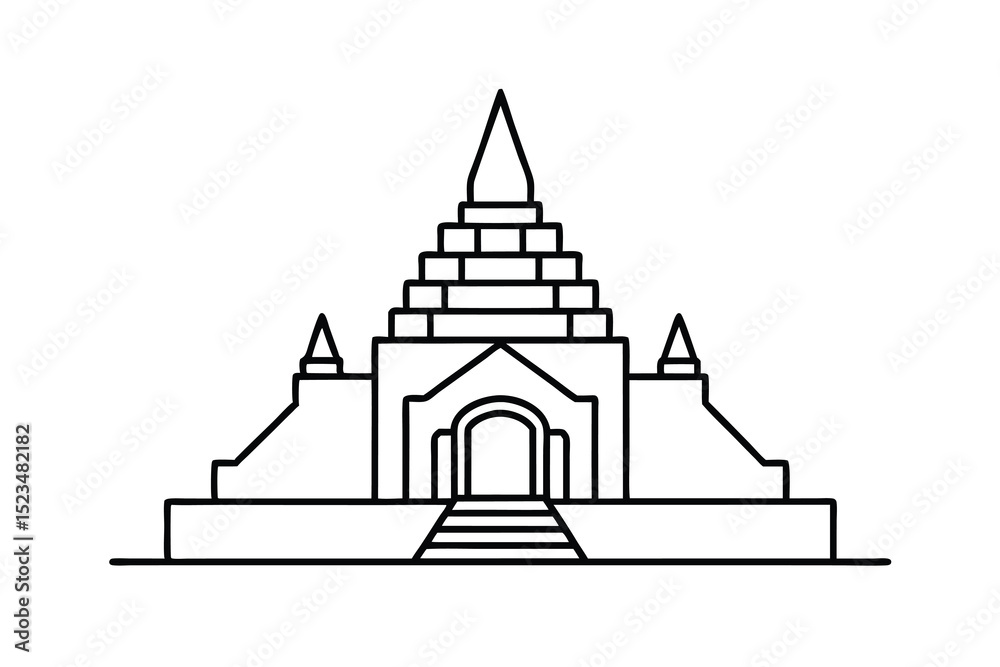 Myanmar's ananda temple line drawing iconic architecture Stock Vector ...