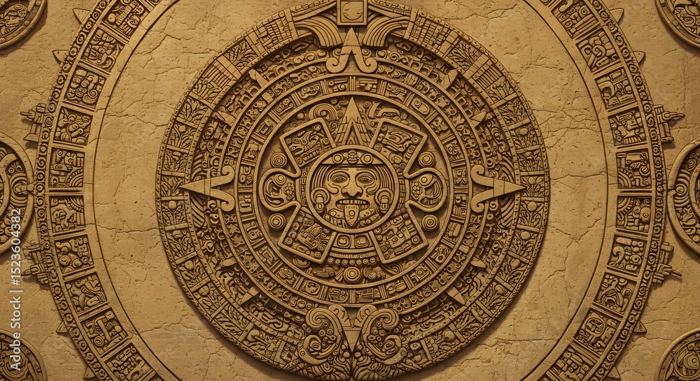 Aztec Calendar Stone: Detailed Digital Illustration Stock Illustration ...