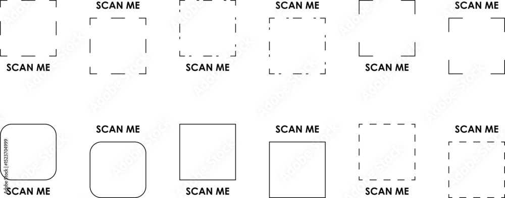 Collection of Scan Me QR Code Frame Templates Various Shapes and Styles ...