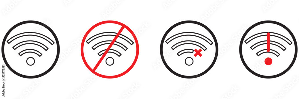 Disconnect wi-fi icon set. connection and Disconnect sign symbol ...