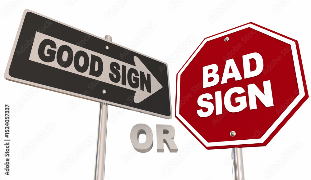Good or Bad Sign Right Vs Wrong Direction Prediction 3d Illustration ...
