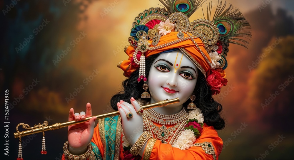 Lord Krishna 16:9 Desktop Wallpaper Background | HD Krishna Playing ...