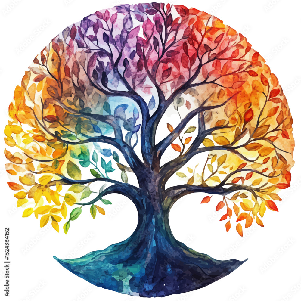 watercolor vector of Tree Of Life, high quality, isolated on a white ...