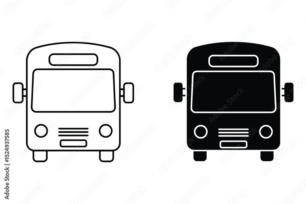 Public Transport Bus Icon Set – Urban Transit Vector Symbols for Maps ...