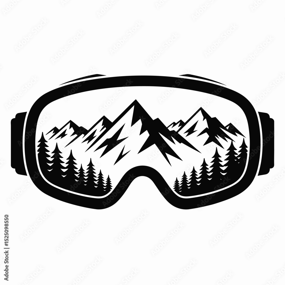 Ski Goggles with Mountain View Stock Vector | Adobe Stock