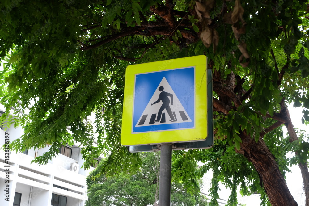 The pedestrian crossing, also known as a zebra crossing sign in ...