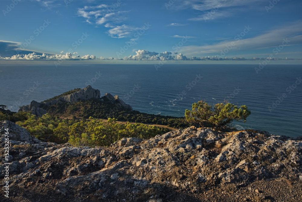 Russia, Novy Svet. Picturesque view of the Black Sea coast from the ...