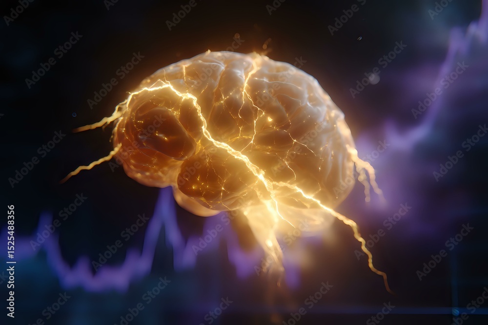 Microscopic dust mite glowing with electric energy on dark background ...