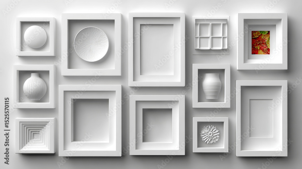 Square shadow box frame vector effect template. Rectangle page border ...