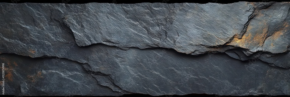 Close-up texture of dark slate rock with layered rough uneven surface ...