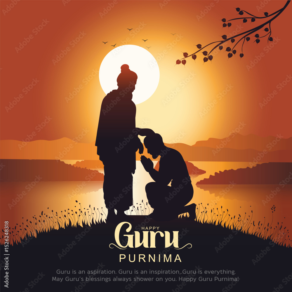 new Happy guru Purnima guru and shishya blessing. god abstract Vector ...