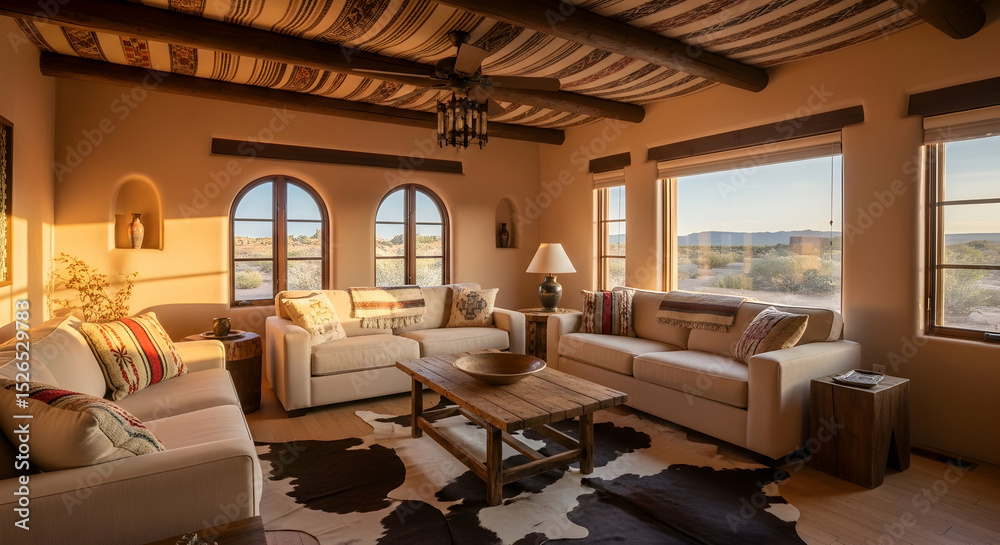 Stylish Desert Home Interior With Natural Light And Rustic Details ...