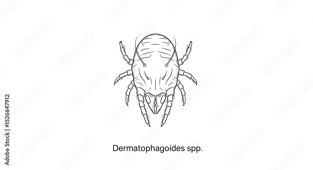 Detailed Line Drawing of Dermatophagoides spp Dust Mite Stock ...