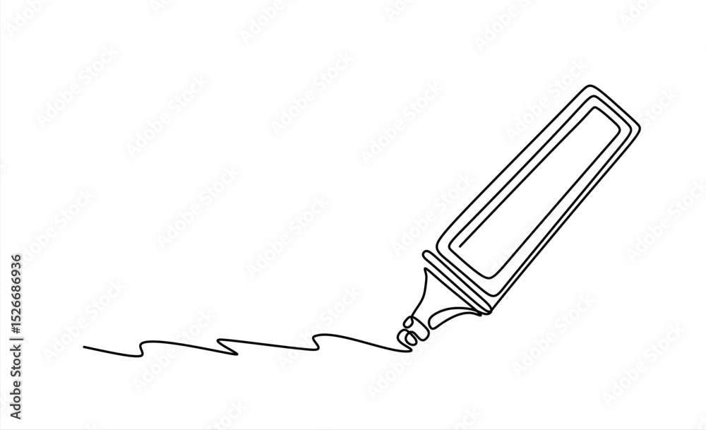 Marker vector illustration with continuous one single line drawing ...